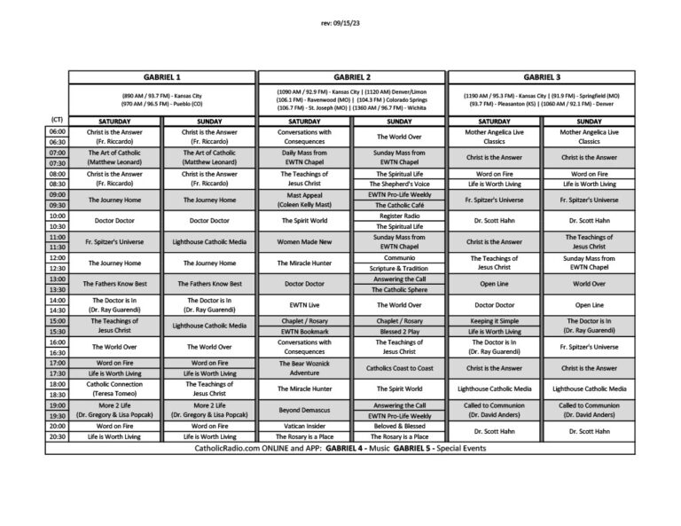 Programming Schedules - Catholic Radio Network